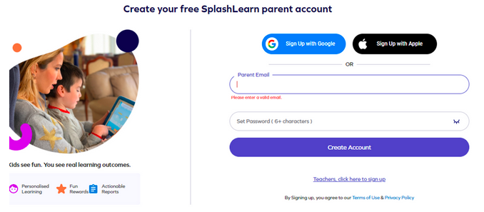 How can you create and verify the parent account? – SplashLearn