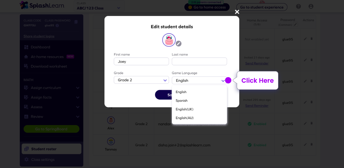 What are the different languages available in SplashLearn? – SplashLearn