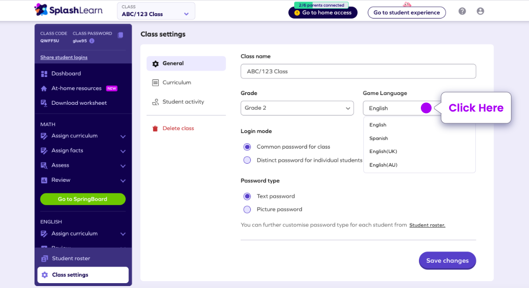 What are the different languages available in SplashLearn? – SplashLearn