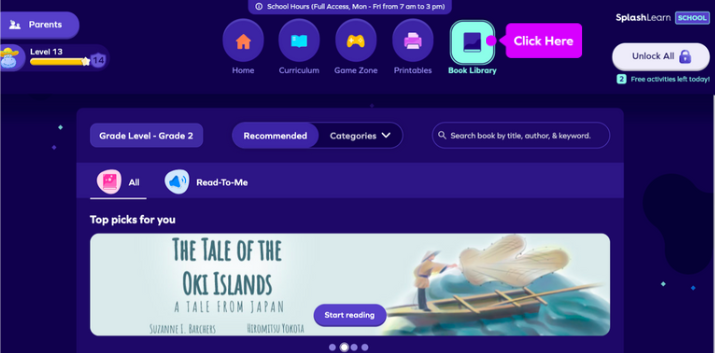 Discover the book library in your parent dashboard – SplashLearn