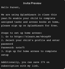 Setting up a classroom-linked parent account on SplashLearn – SplashLearn