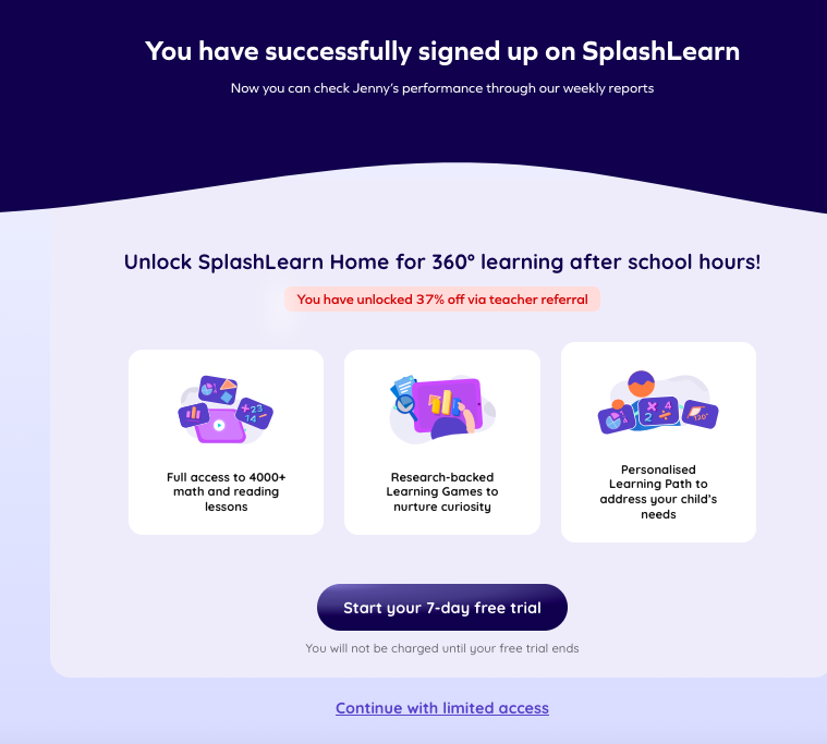 Setting up a classroom-linked parent account on SplashLearn – SplashLearn