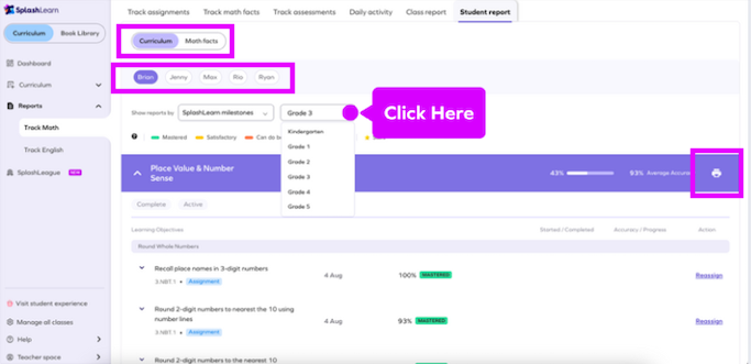 Where can teachers track student activity and progress/report ...