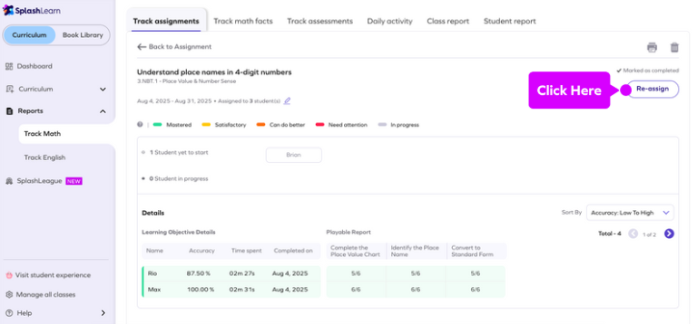 Can teachers re-assign assignments? – SplashLearn