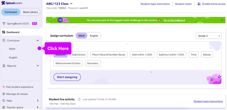 How can a teacher assign Math assignments to the students? – SplashLearn